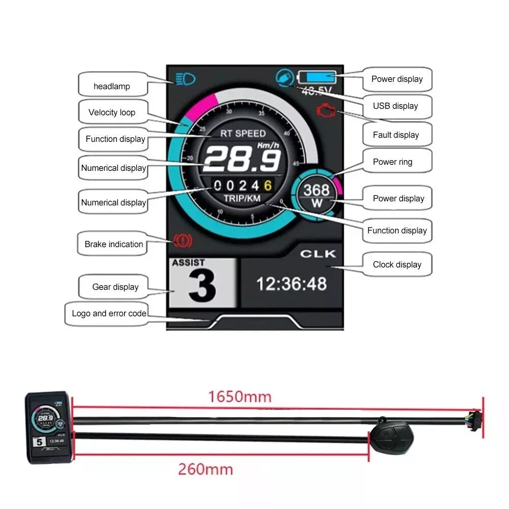 Electric Bike Bicycle Panel UKC1 Colored LCD Display For E-Bike Kit ...