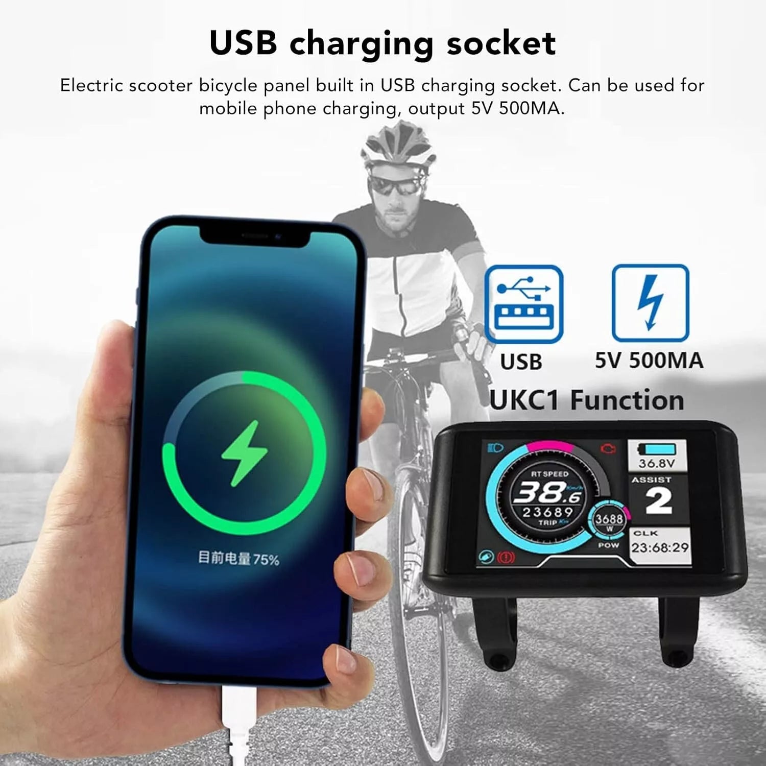 Electric Bike Bicycle Panel UKC1 Colored LCD Display For E-Bike Kit ...